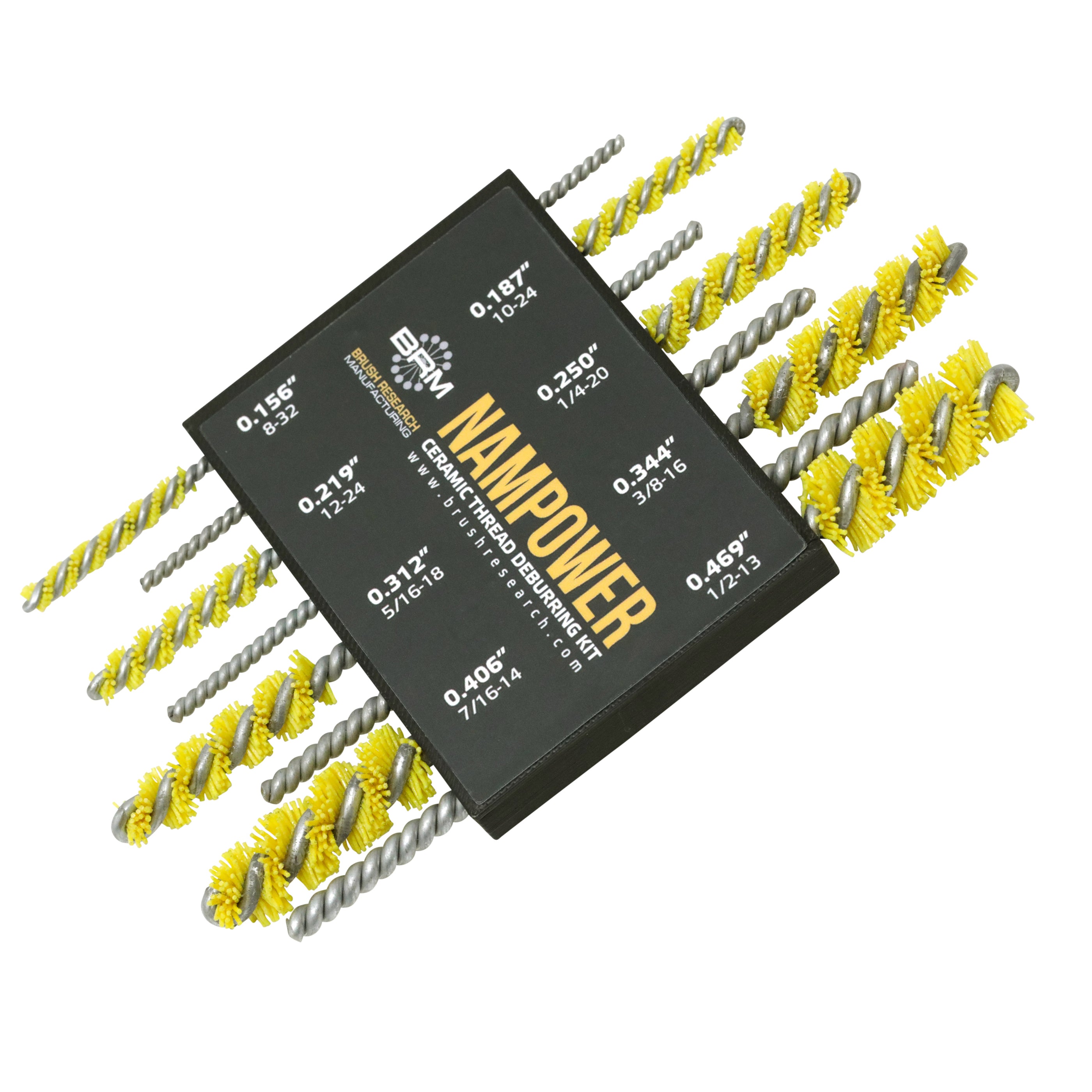 NAMPOWER 8-Piece Thread Deburring Brush Kit, Inch Sizes, 120 Grit, Cer ...